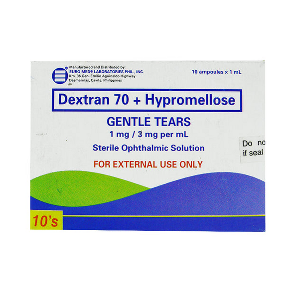 GENTLE TEARS Dextran 70 / Hypromellose 1mg / 3mg Sterile Ophthalmic ...